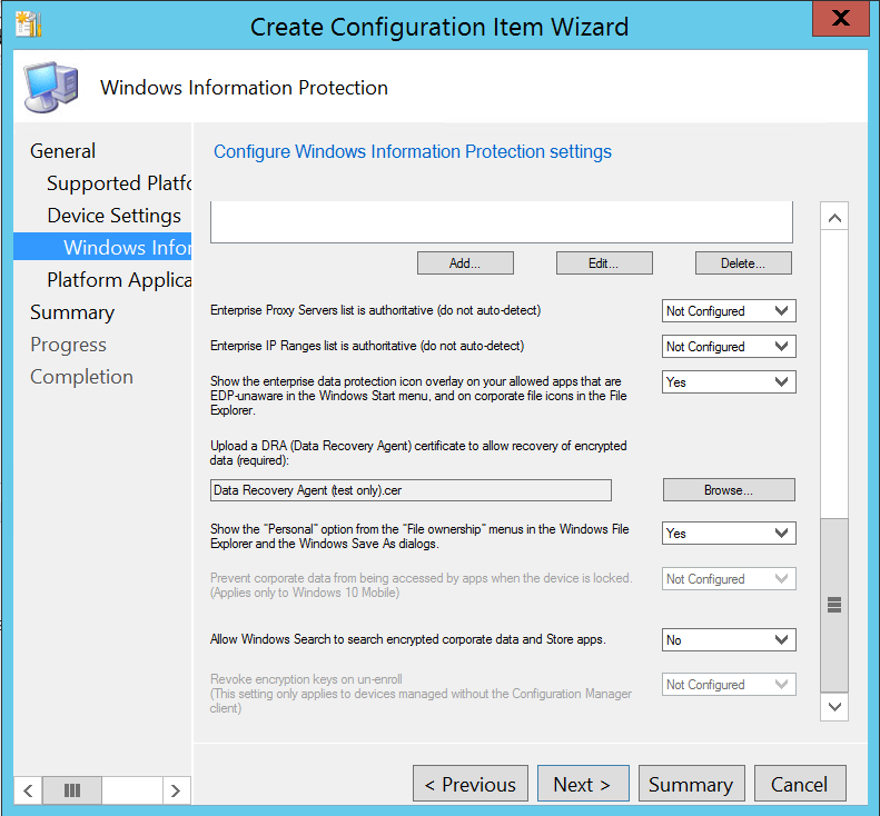 Windows Information Protection Policies in Configuration Manager – Lab Geek