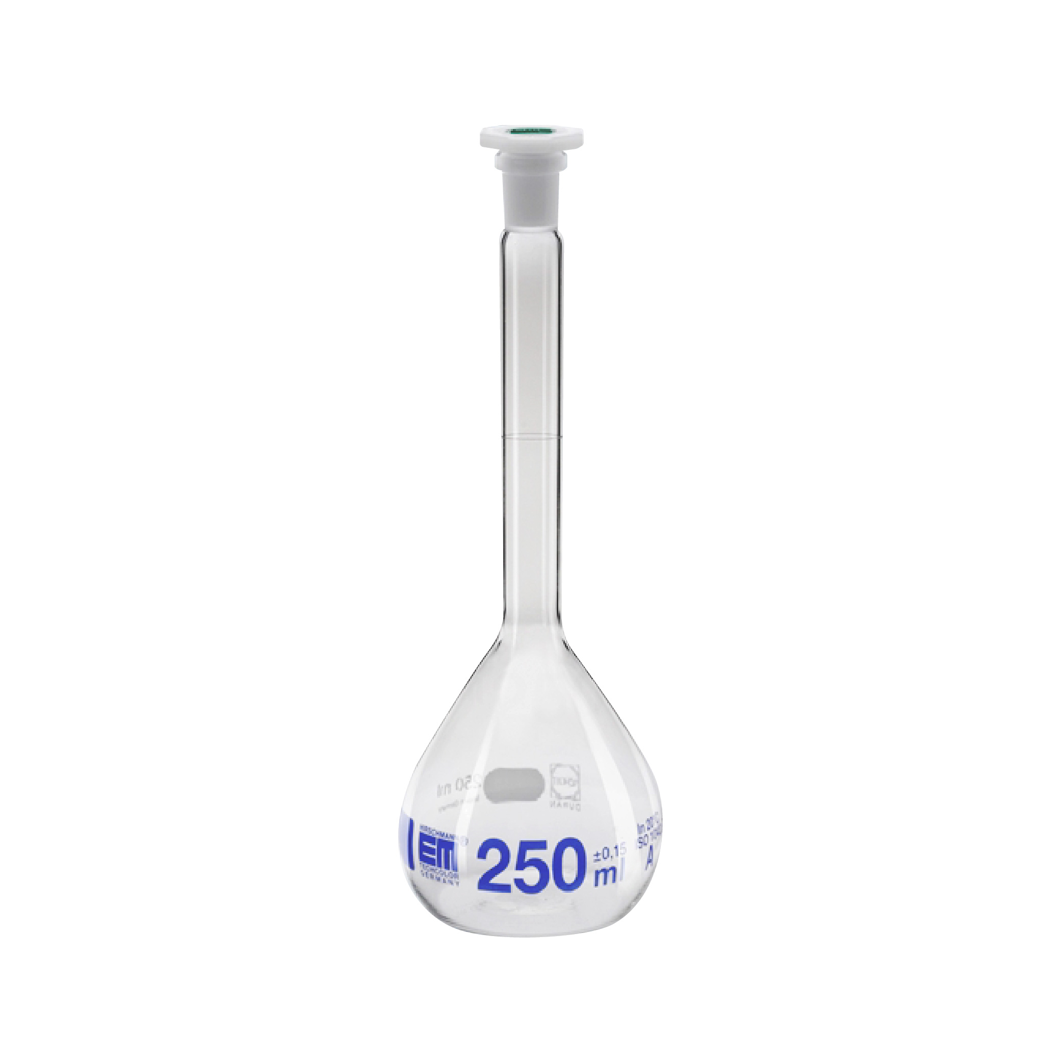 Measuring flask, class A, blue graduation, PE stopper - labmallx.com ...