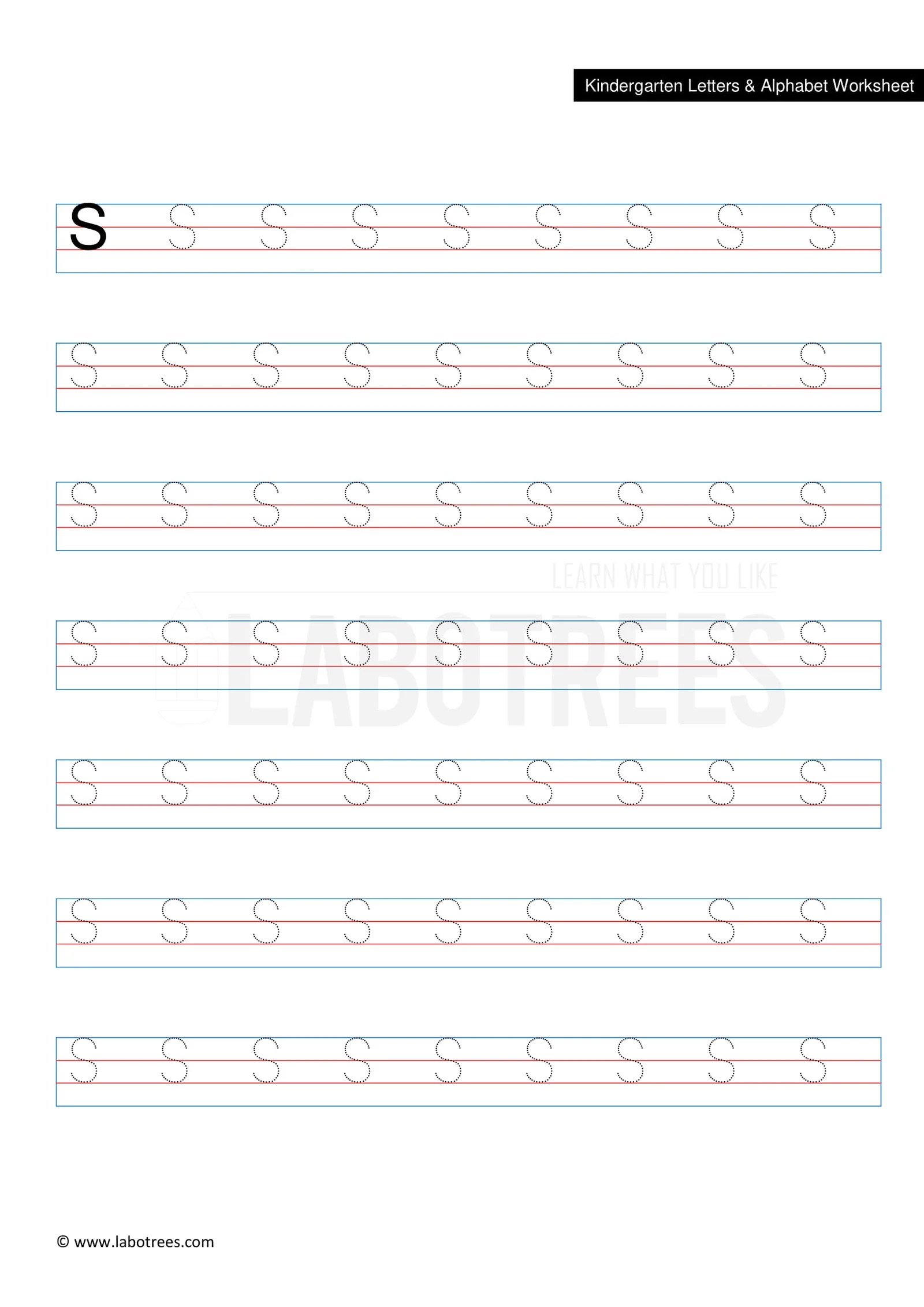 Worksheet of Letter S (Uppercase) Free Download | Labotrees | Labotrees