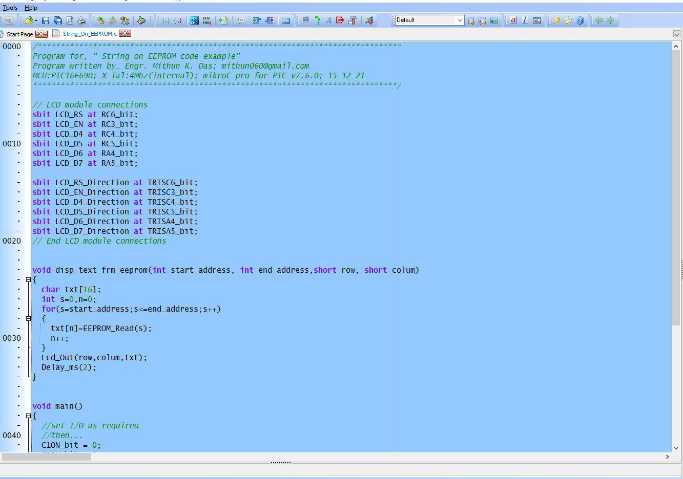 Save Save String In The Eeprom Pic Microcontroller Mikroc 2196