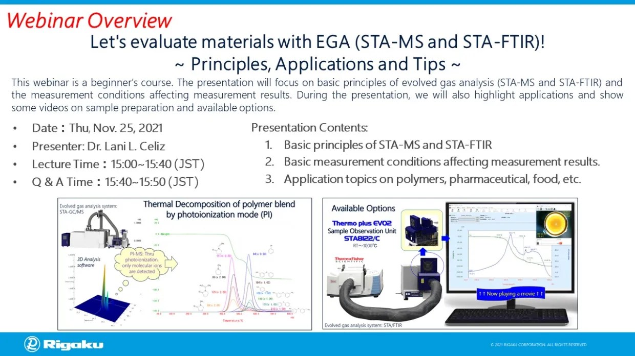 Thermal Analysis Technical Seminar: Let’s Evaluate Materials With EGA ...