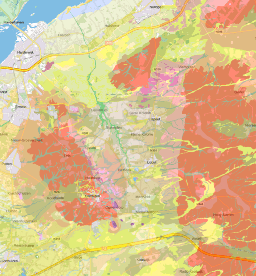 Garderen, alle glaciale landvormen bij elkaar - landschap lopen