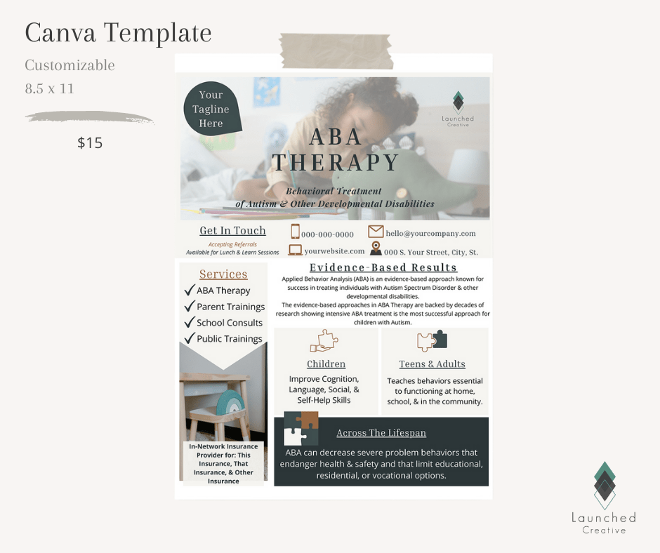 ABA Flyer v.3 Canva Template - Launched Creative | Mandie Gillmor ...