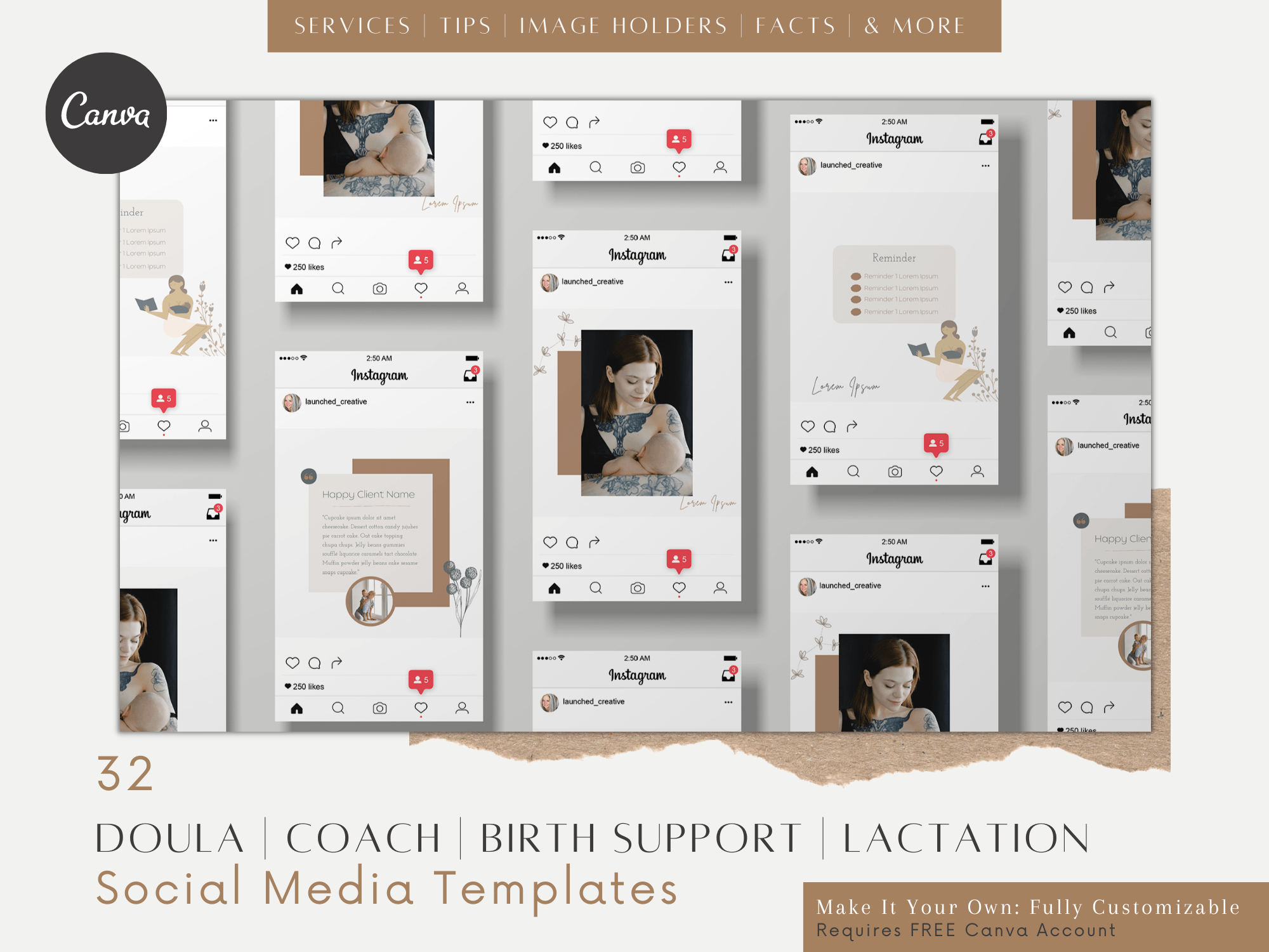 Doula | Coach | Social Media Templates for Instagram Facebook Posts ...