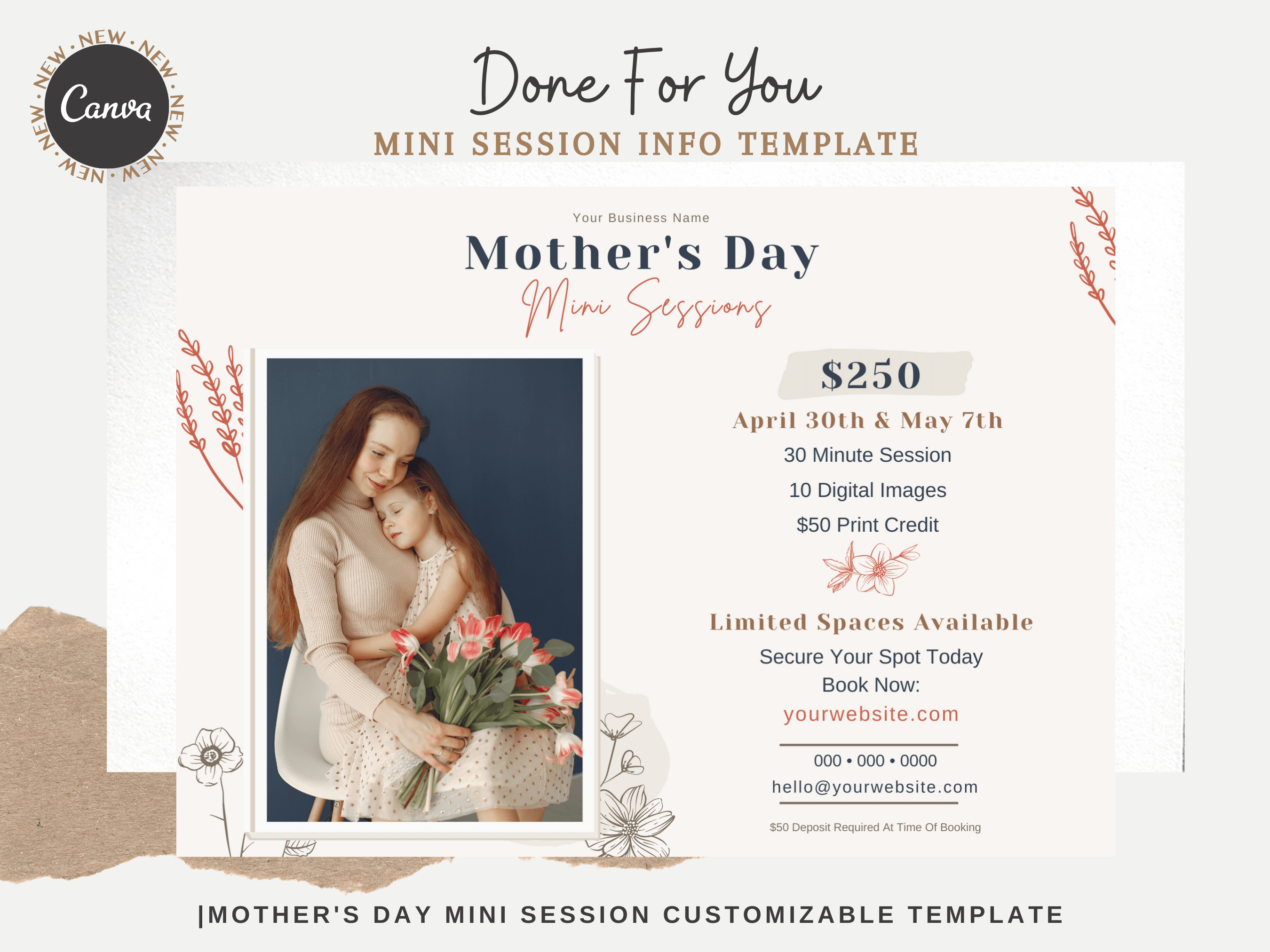 Mother's Day Mini Session | Canva Template | Mommy and Me Photo Mini ...