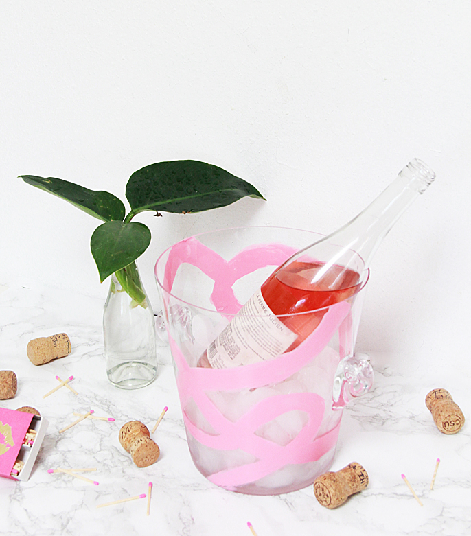 DIY Painted Abstract Brushstroke Ice Bucket - A Bubbly Life
