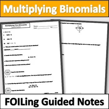 Multiplying Binomials Notes Foiling Notes Lauren Fulton Math