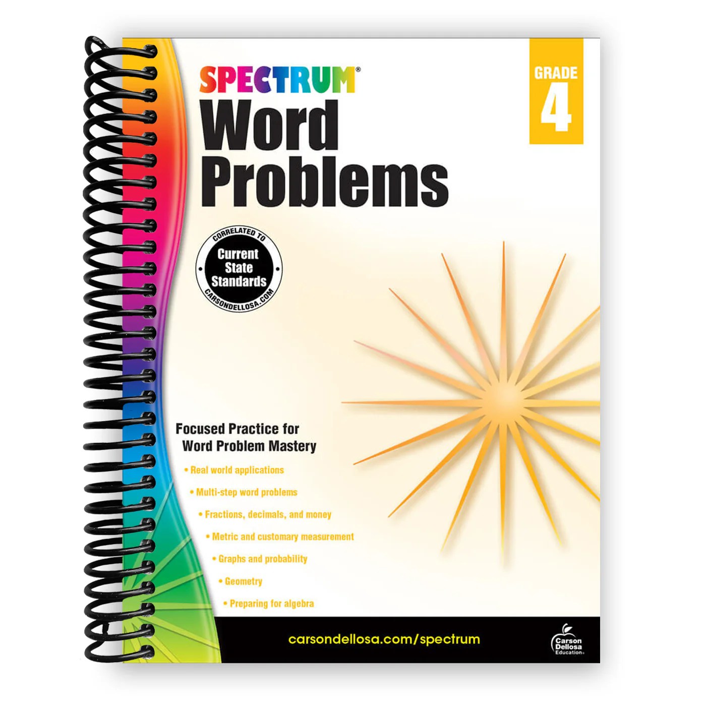 Spectrum Math Word Problems Grade 4 Workbook Spiral Bound Lay It
