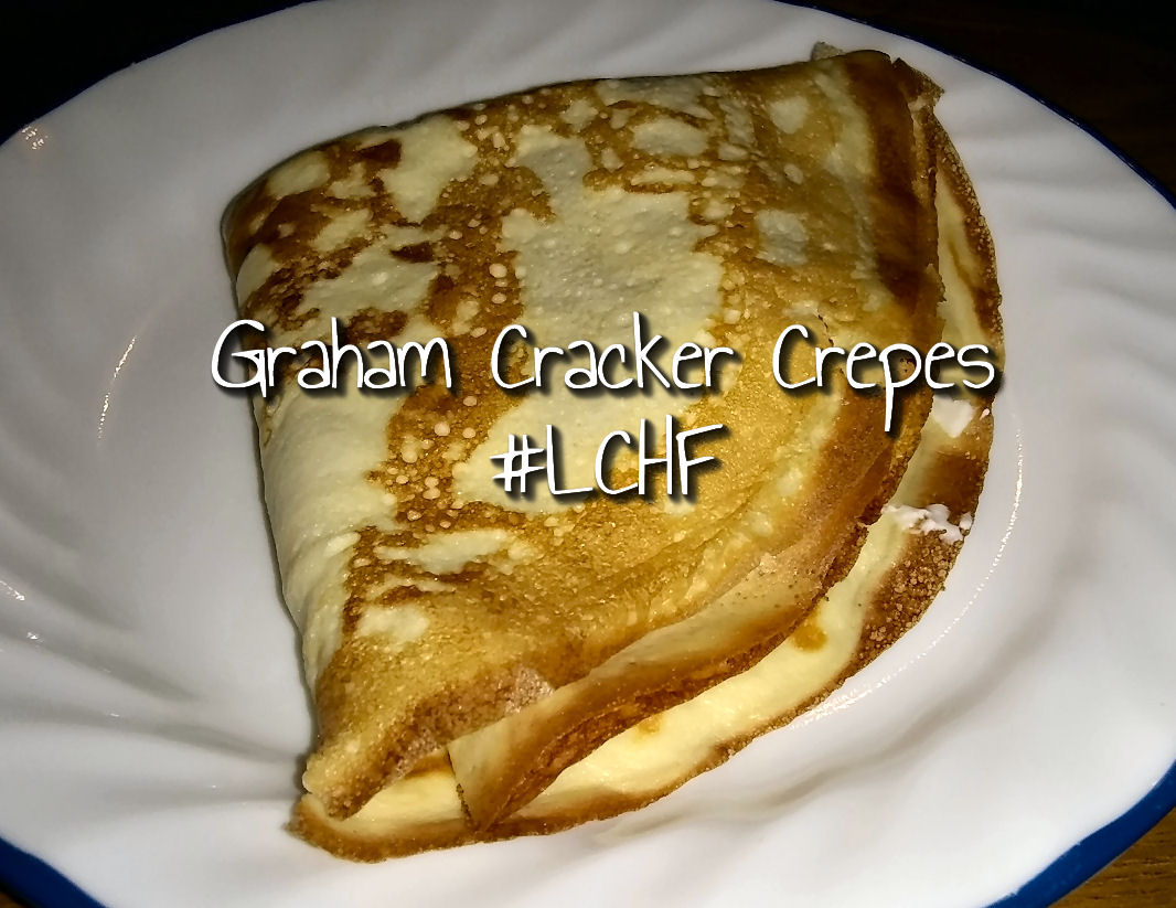 Graham Cracker Crepes with Lightly Whipped Sweetened Cream Cheese #LCHF