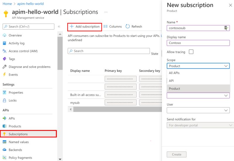 Create Subscriptions in Azure API Management | Microsoft Learn