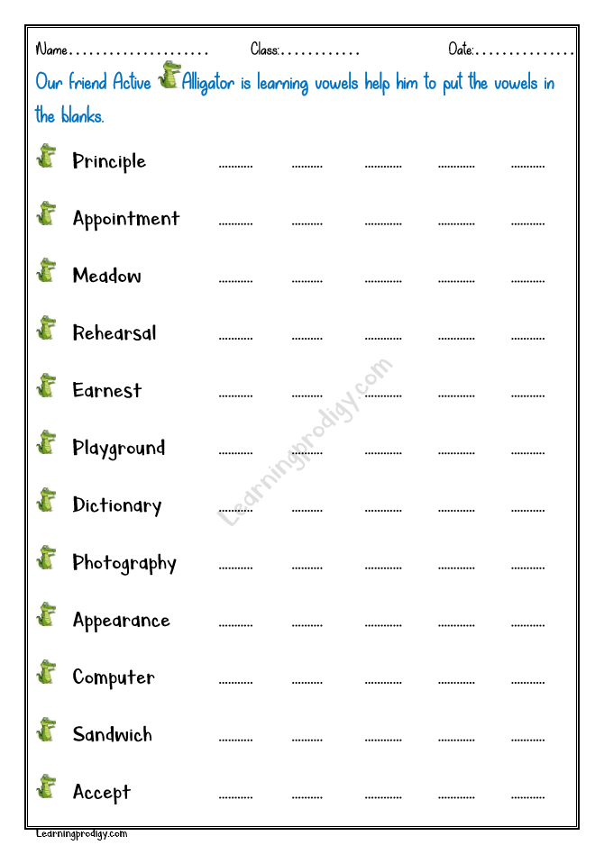 Identify the Vowels - LearningProdigy - English, English Vowels Worksheets, English-K