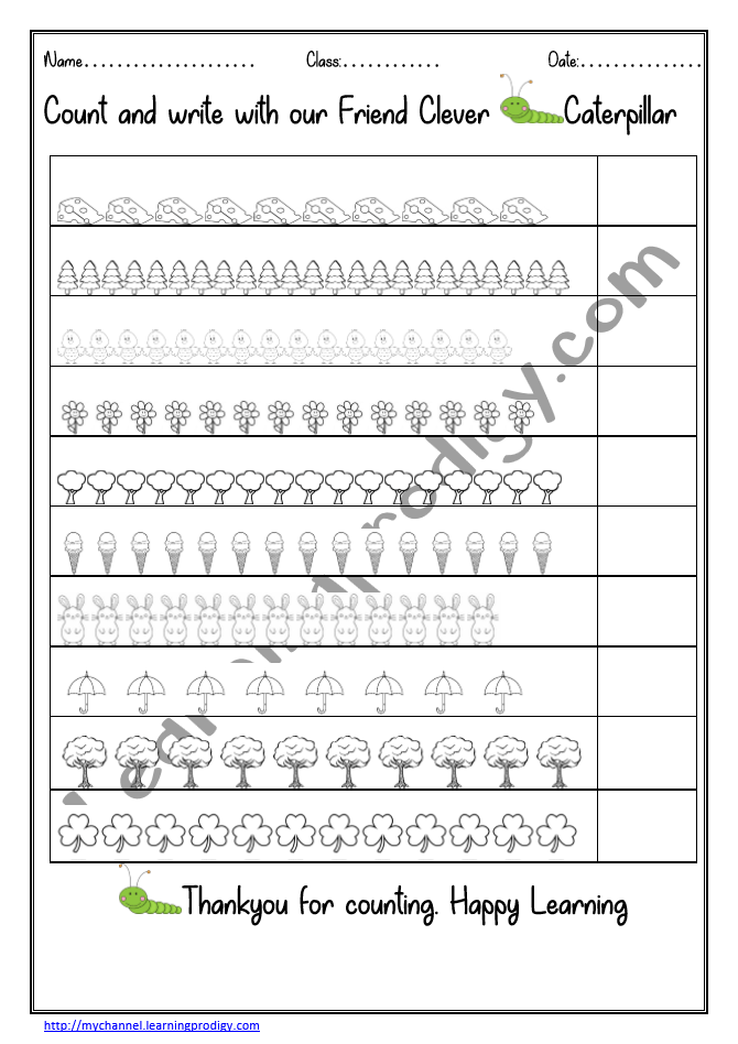 Counting Worksheet For Kindergarten Kids | Count and Write for ...