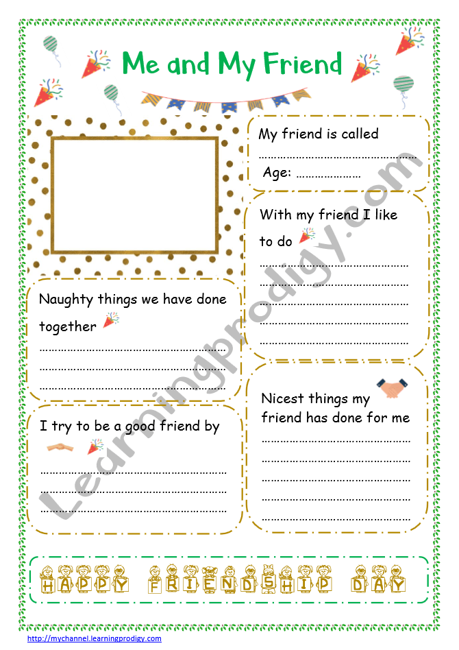 Friendship Day Worksheet Archives - LearningProdigy