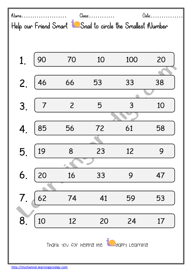 Circle the Smallest Number Worksheet | Free Printable PDF ...