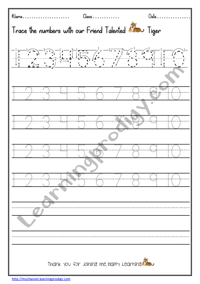 Simple Math Number(1-10) Practice Worksheet|Tracing with Arrow for ...