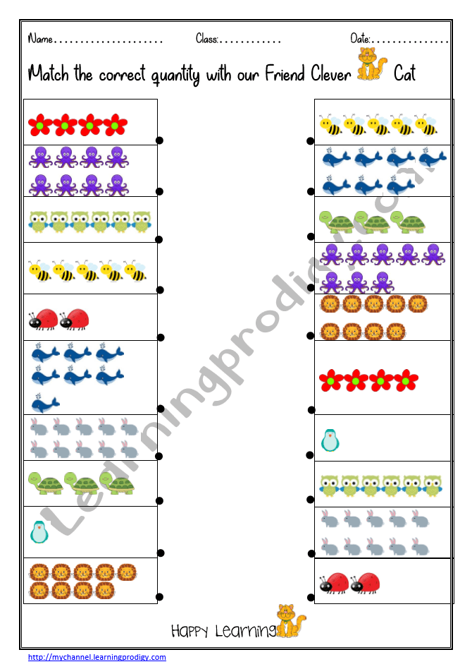 Quantity Matching Worksheet for Preschoolers|Math Fun Picture Worksheet ...