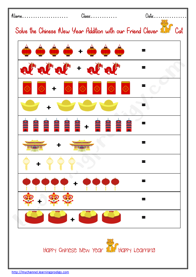 Free Printable Chinese New Year Math Worksheets|CNY Activity Worksheets ...