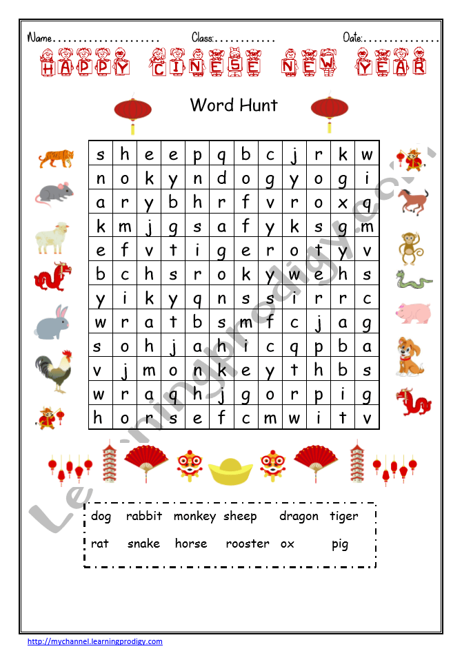 Chinese New English Worksheets for Kindergarten Kids|CNY Family ...