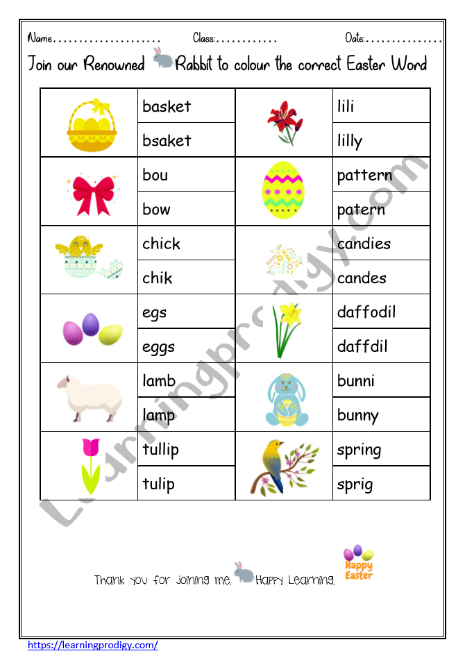 Easy Easter English ESL Worksheets for Kids - LearningProdigy ...