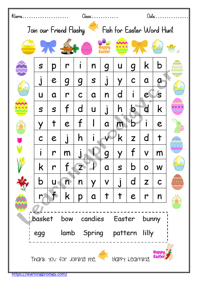 Easy Easter English ESL Worksheets for Kids - LearningProdigy ...