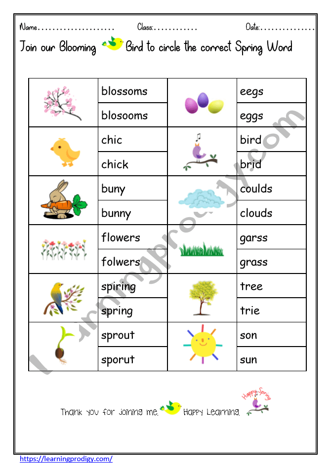 6 Best Spring Theme English Worksheets for kids|Spring Time Activities ...