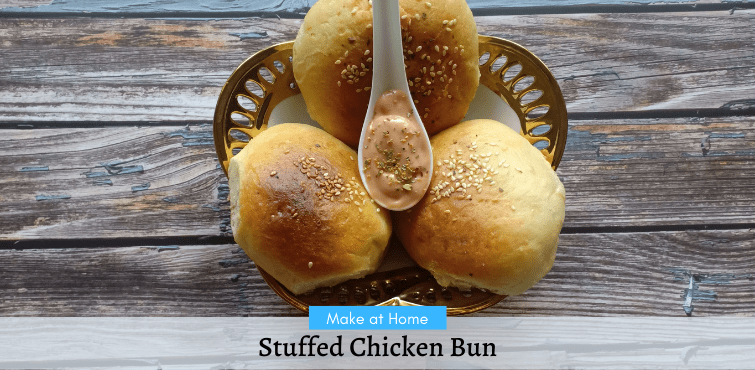 Spiced Stuffed Chicken Bun Recipe | Bakery Style Buns With Chicken ...