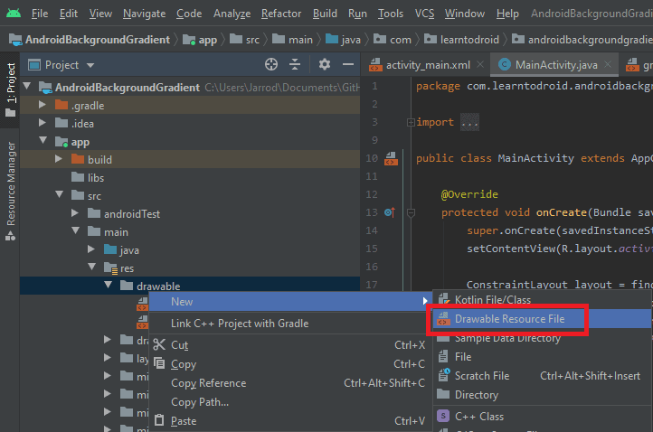 How To Add A Gradient Background To An Android App Learn To Droid