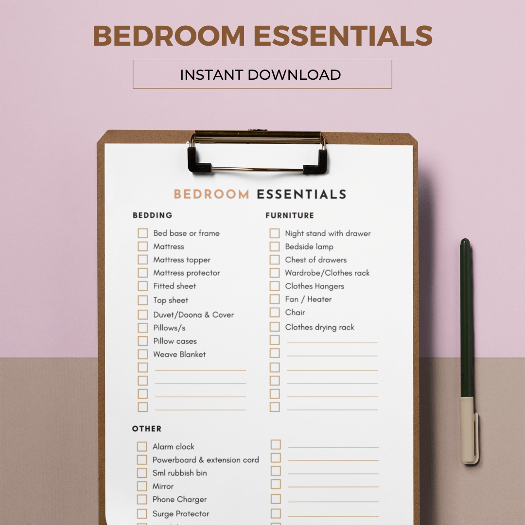 Bedroom Essentials Checklist - LEAVING HOME