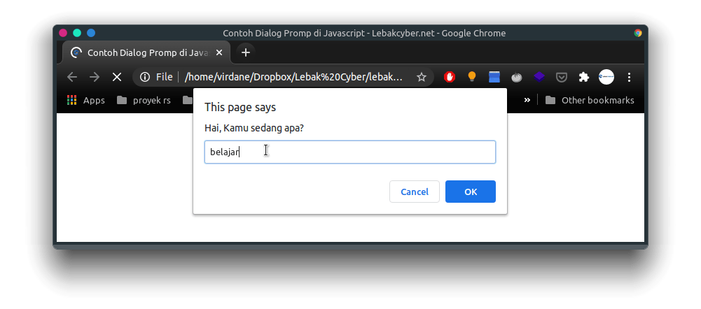 Membuat Dialog Menggunakan Javascript Lebak Cyber