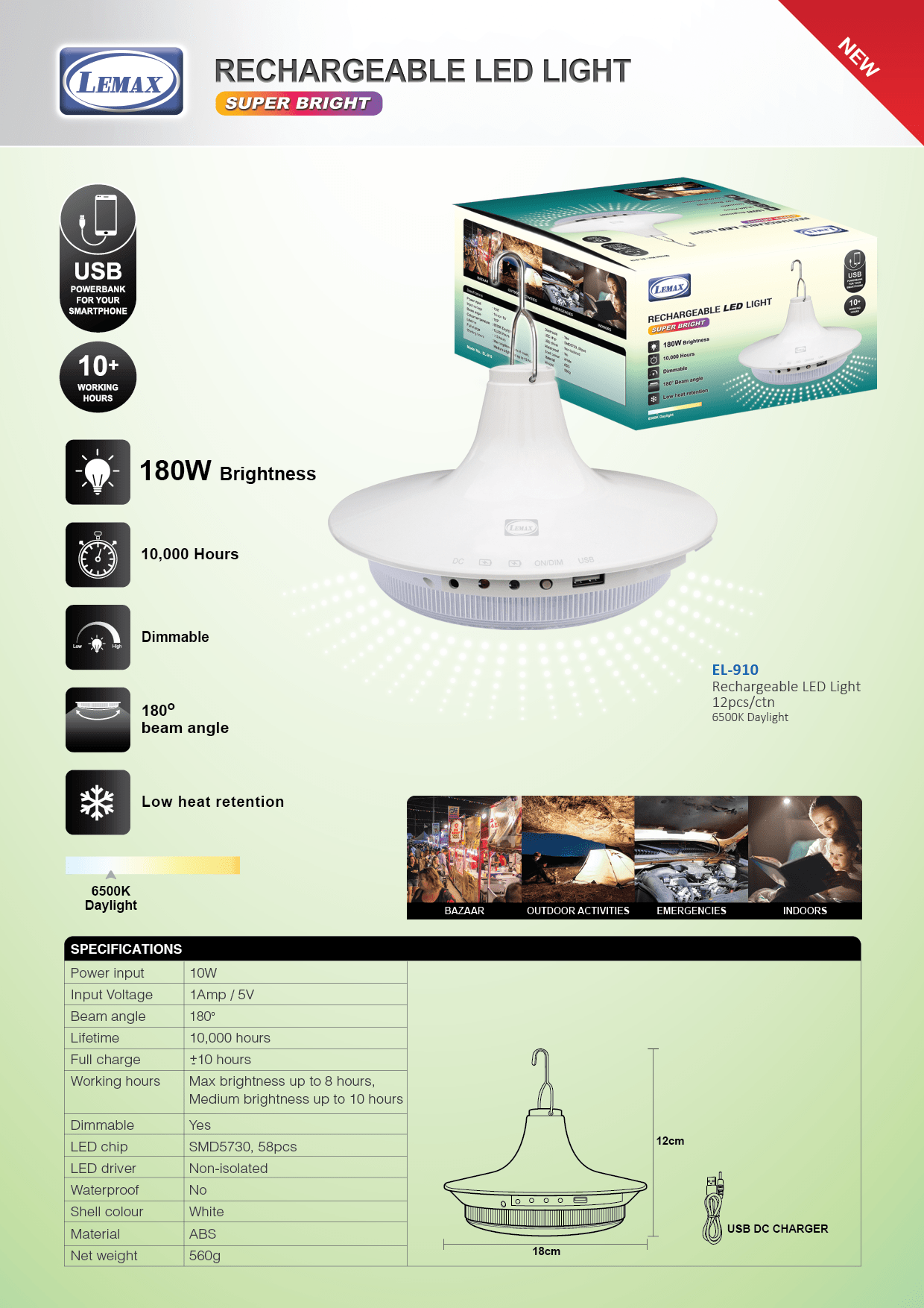LEMAX Rechargeable LED Light - Lee Hoe Electrical & Trading