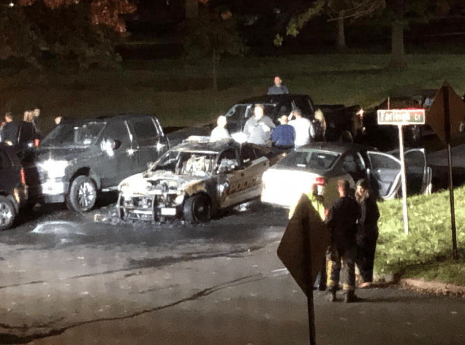 Patrol Car Bursts Into Flames - LevittownNow.com