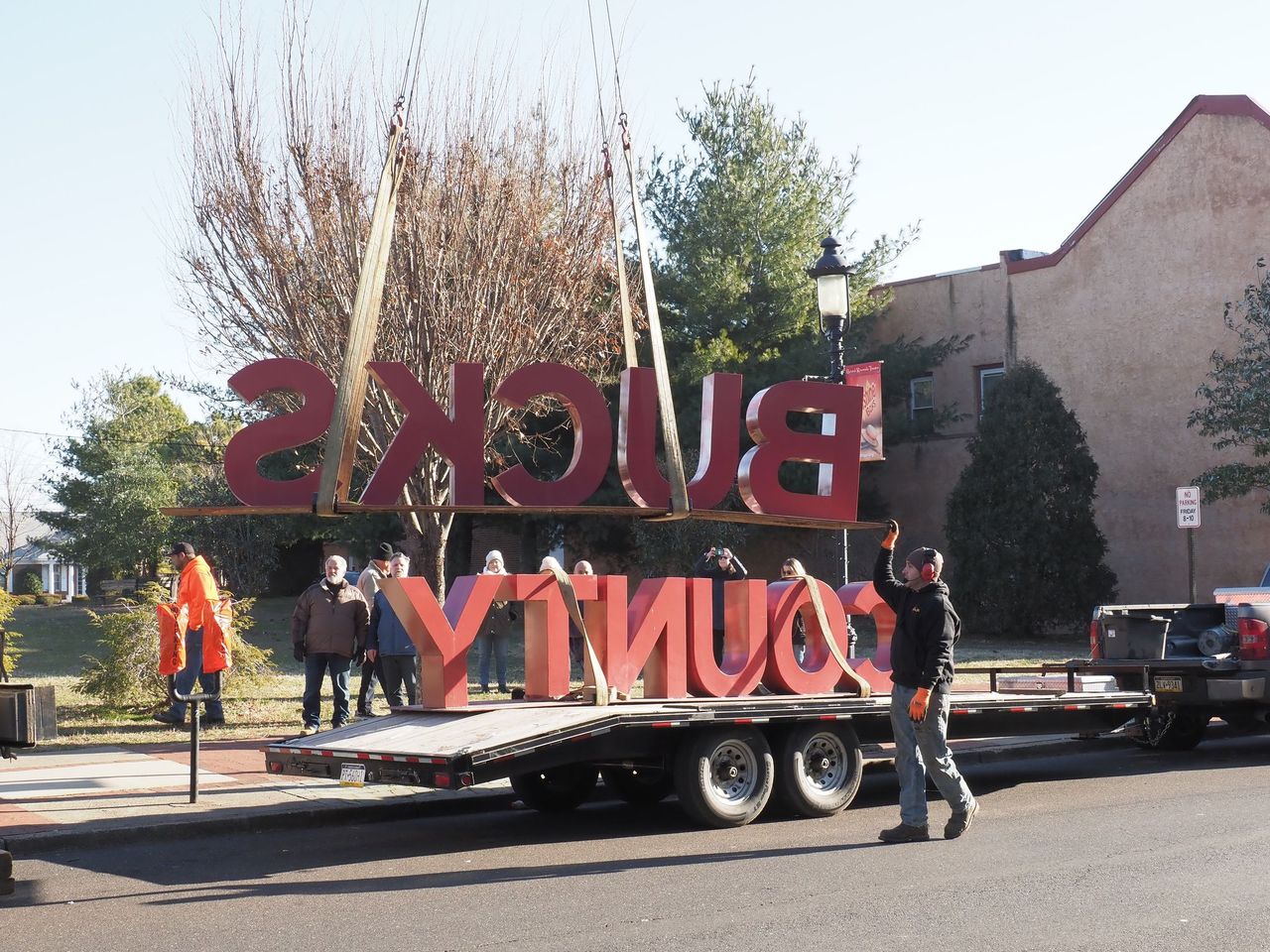 2,400-Pound Bucks County Sign Installed On Mill Street - LevittownNow.com