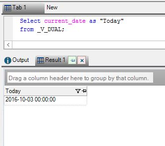 Netezza / PureData Current Date Function