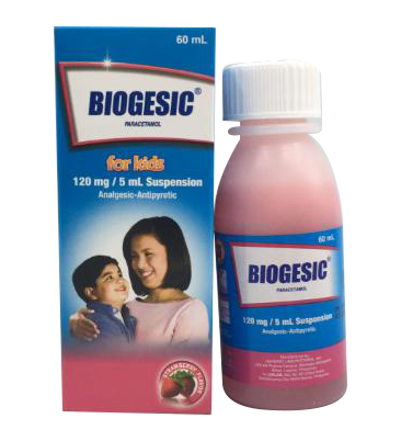 Biogesic Paracetamol Suspension 120mg Straw 60ml - LifePlus Health and ...