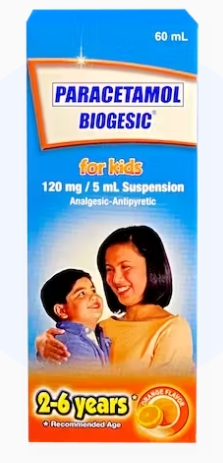 Biogesic Paracetamol Suspension 120mg Orange 60ml - LifePlus Pharmacy