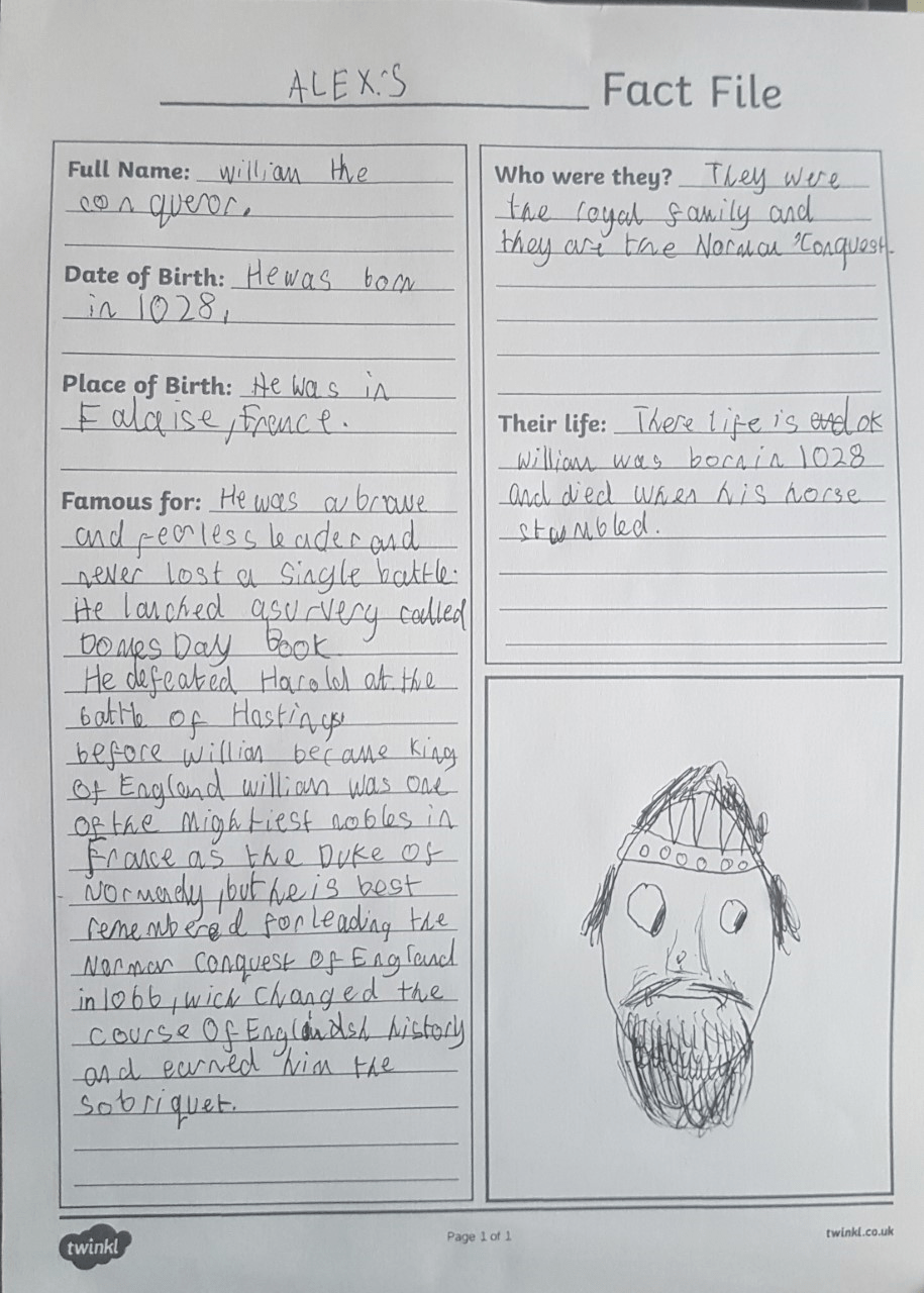 Alex’s History Fact file – Lings Primary School Blogs