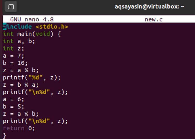 Modulo Operator in C with Examples