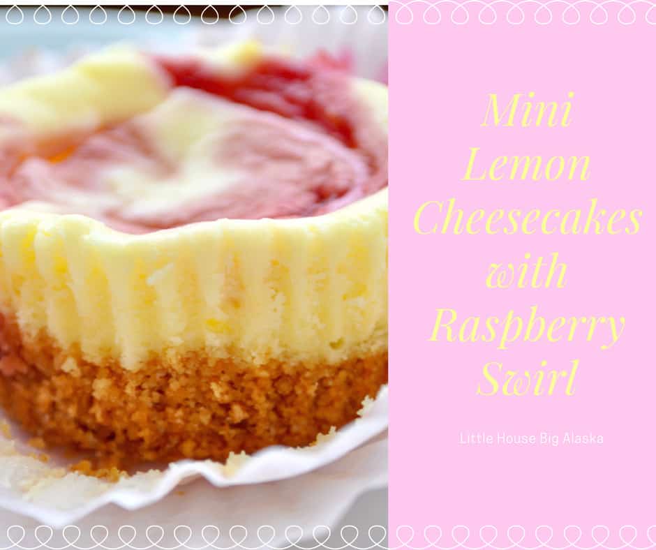 Mini Lemon Cheesecakes with Raspberry Swirl | Little House Big Alaska