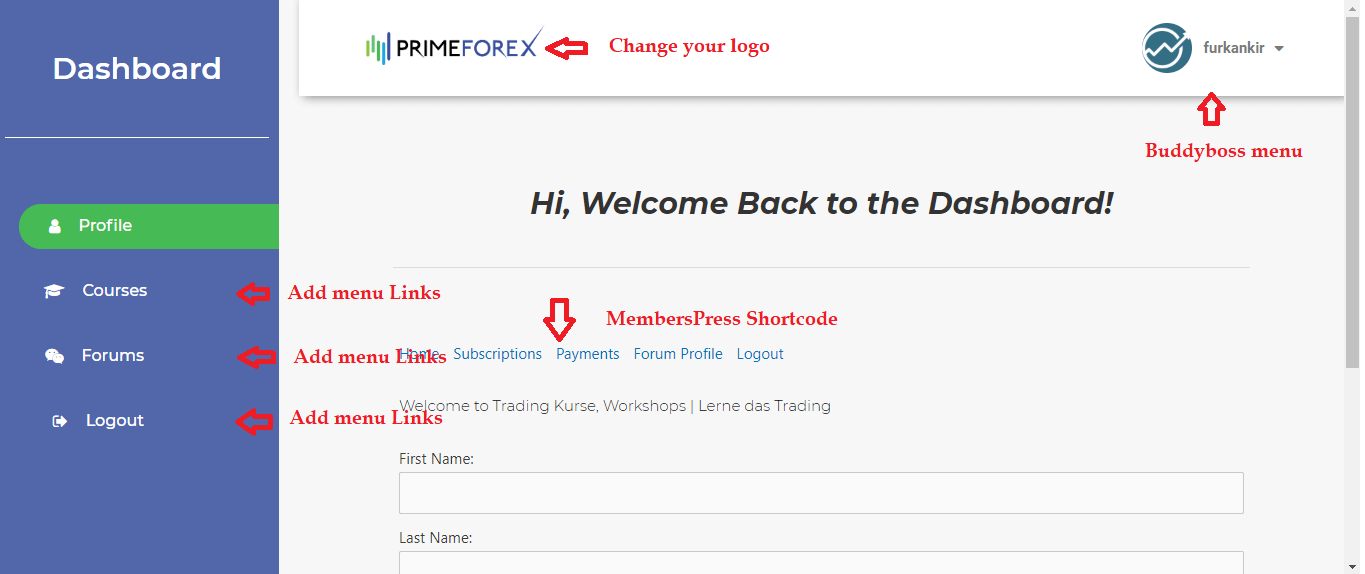 Learndash Student Dashboard Page - LMS Crafter
