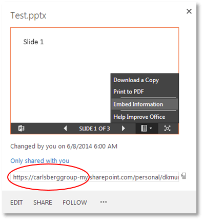 Embed specific PowerPoint slide in SharePoint 2013 page – lmunck
