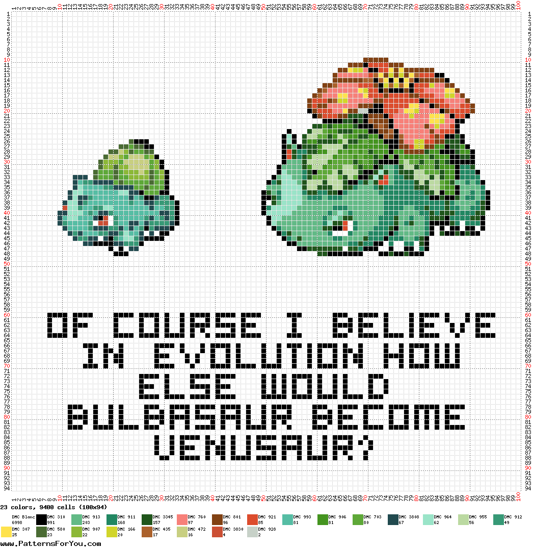 Pokemon Bulbasaur Evolution Free Cross Stitch Pattern By Lord Libidan ...
