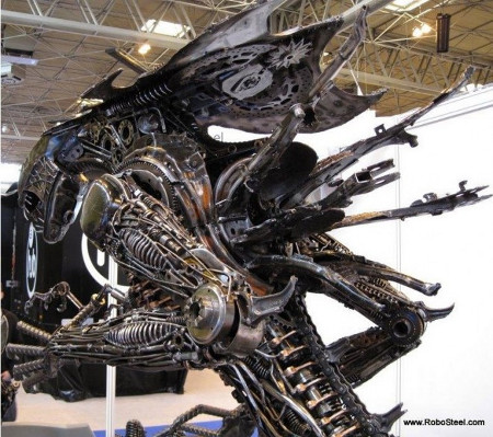 Life-size Scrap Metal ‘Alien’ Replica, Metal Art From Recycled ...