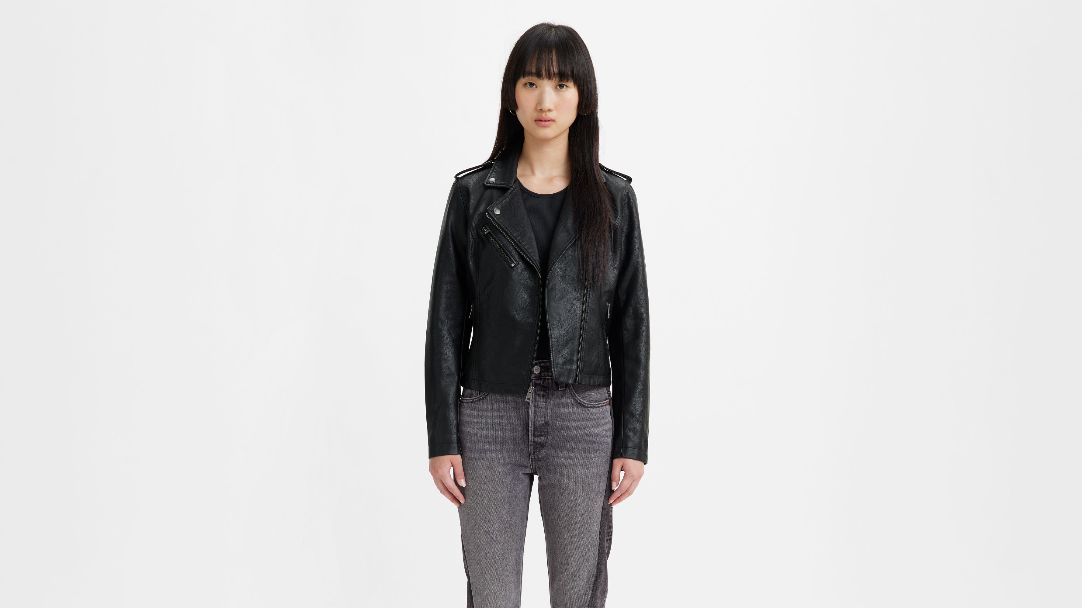 Faux Leather Moto Jacket Black Levi S Us