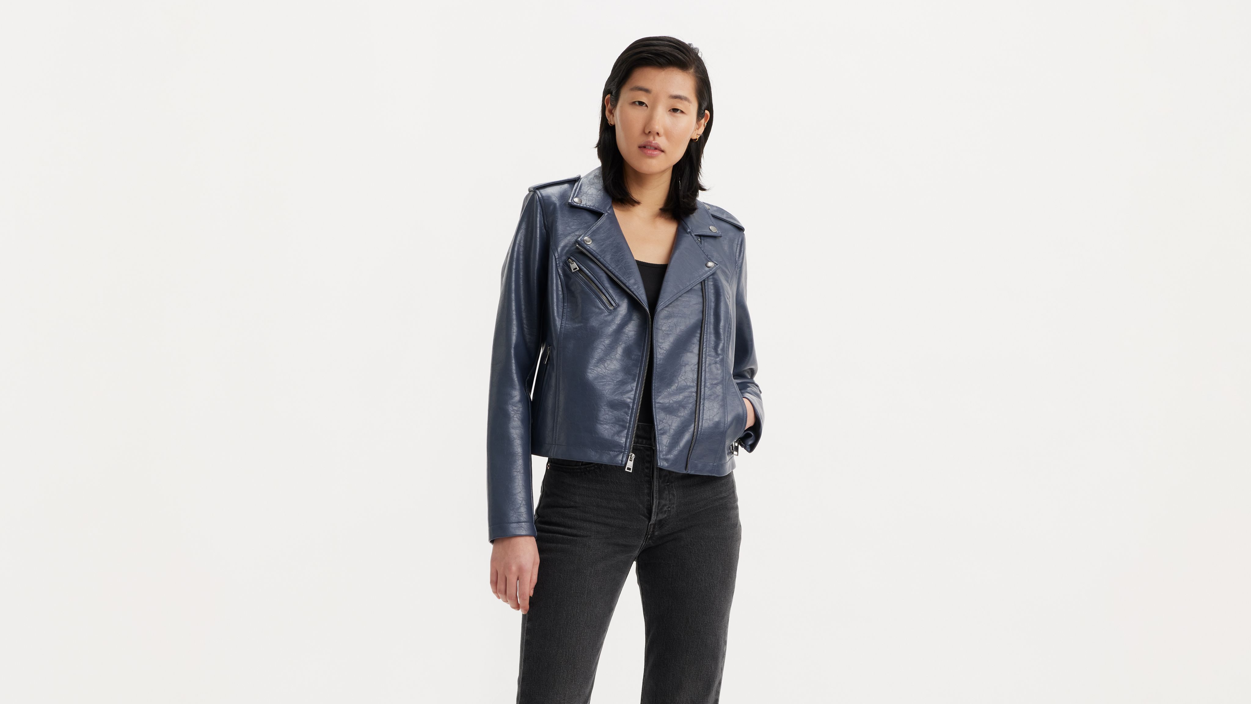 Faux Leather Moto Jacket Black Levi S Us