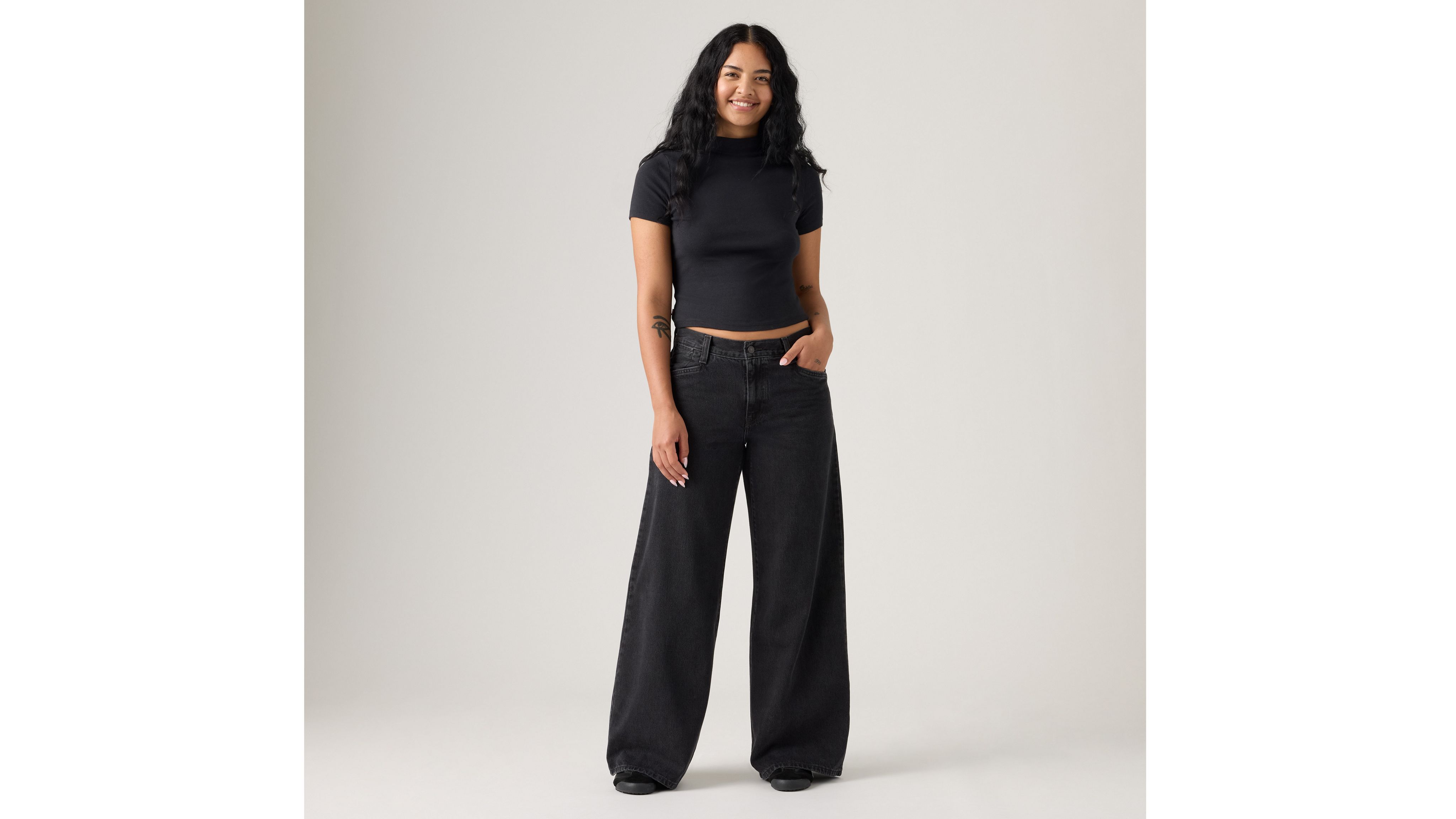 94 Baggy Wide Leg Jeans Black Levi S Rs