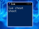 Essential Lua Cheat Sheet Quick Commands At Your Fingertips