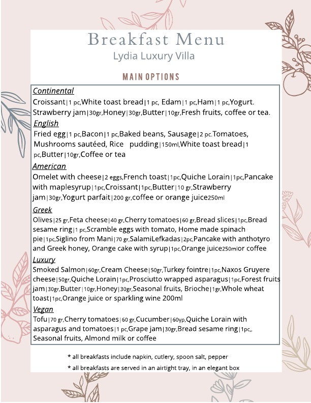 Services & Facilities - Lydia Luxury Villa