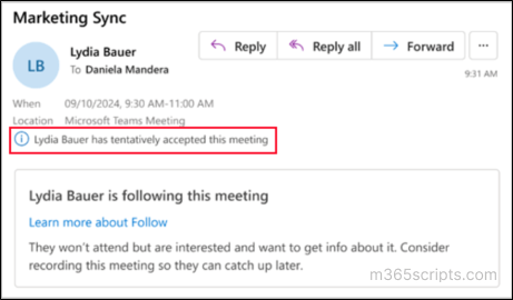 Follow A Meeting In New Outlook