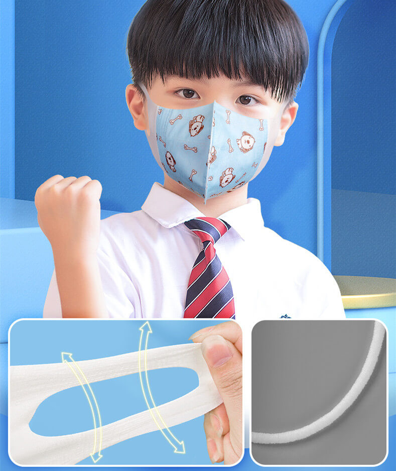 Kids Cute Highly Elastic Widened Ear Straps Winter 3D Disposable Face ...