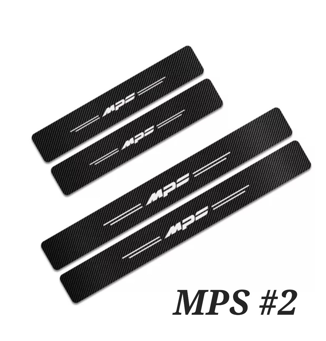 Carbon fibre MS and MPS door scuff stickers - Madaz Customz